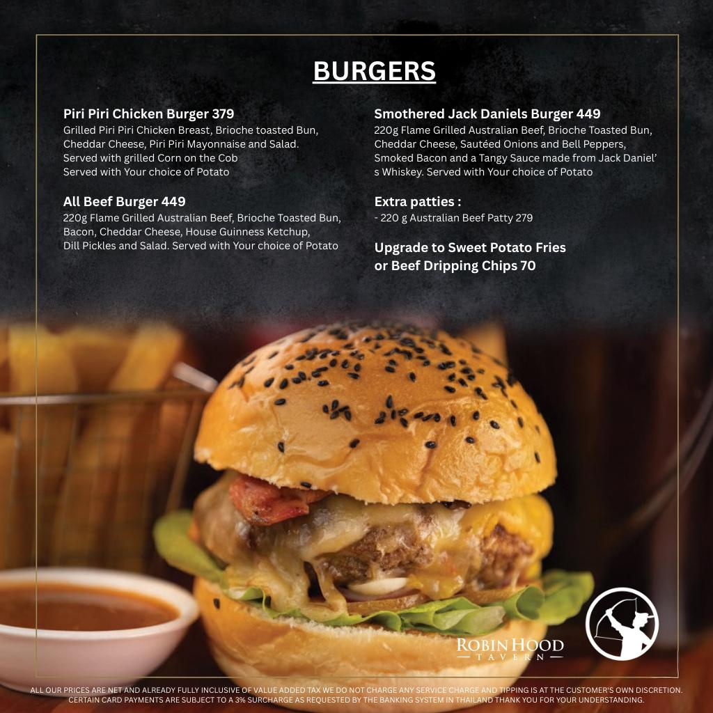 Our Food Menu At The Robin Hood Tavern