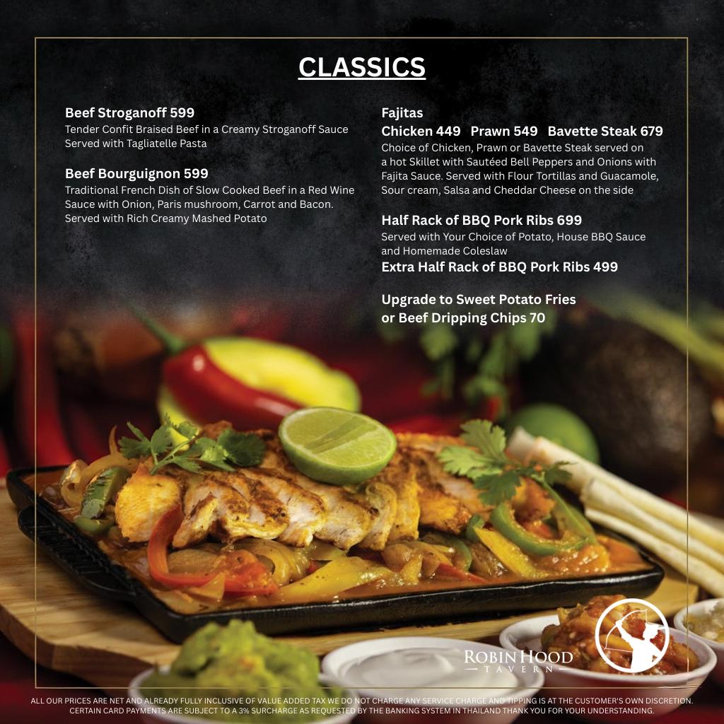 Our Food Menu At The Robin Hood Tavern